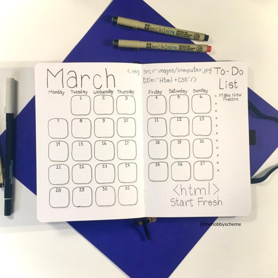 Plan With Me: March Bullet Journal Theme Set-Up - The Hobby Scheme